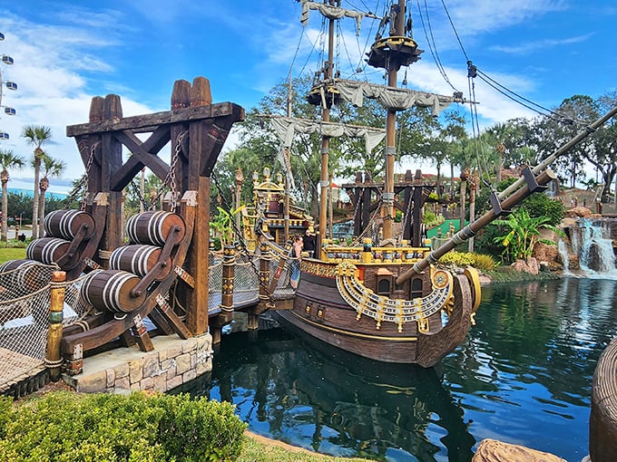Shiver me timbers! This ship's so realistic, I half expected Captain Hook to pop out and challenge me to a putt-off.