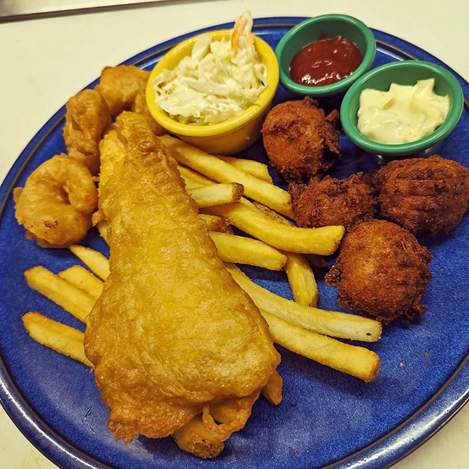 The seafood platter that puts the 'Oh!' in Ohio. Who needs an ocean when you've got this crispy, golden treasure trove right here in Galena?