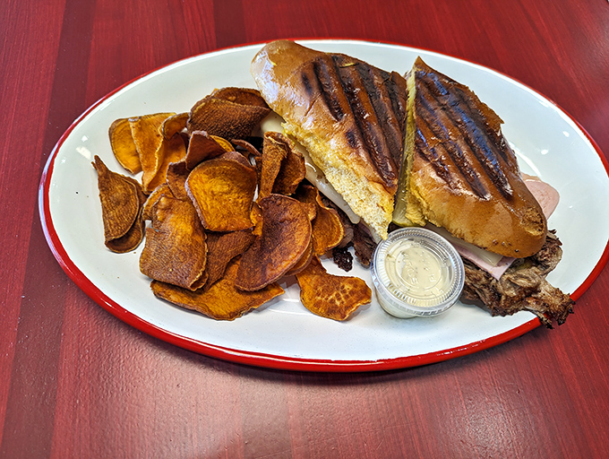 Holy moly, that's a sandwich! This Cuban behemoth could make even Dagwood Bumstead do a double-take.