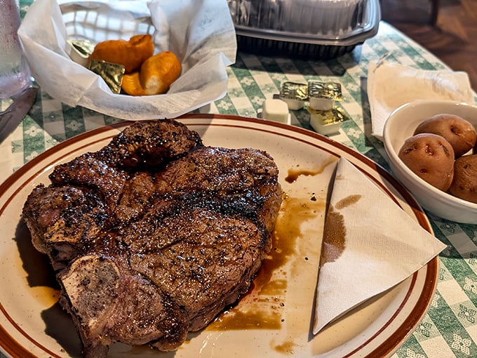 Behold, the T-bone of your dreams! This perfectly seared beauty could make even a vegetarian weak in the knees. Pair it with those golden hush puppies for a true Southern feast.