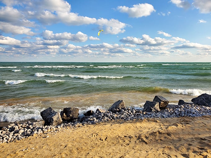 Waves that whisper "come on in" and rocks that say "but watch your step!" Lake Huron's playground is open for business.