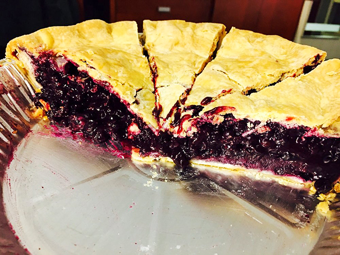 Holy blueberry bonanza, Batman! This pie isn't just a dessert, it's a purple-hued work of art that would make even the Joker smile.