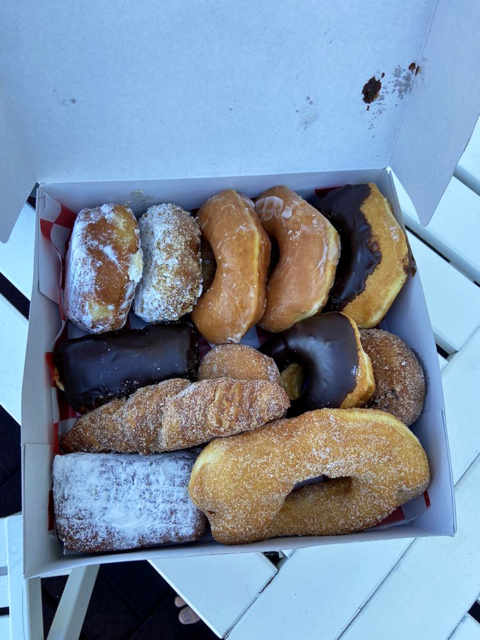 Behold, the breakfast of champions! This box of assorted donuts is like a greatest hits album for your taste buds.