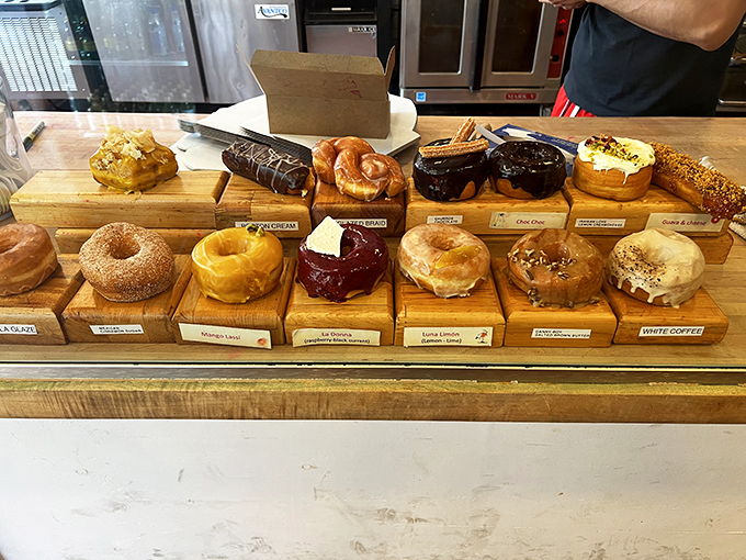 Behold, the glass case of temptation! If Michelangelo sculpted donuts instead of David, this would be his masterpiece.
