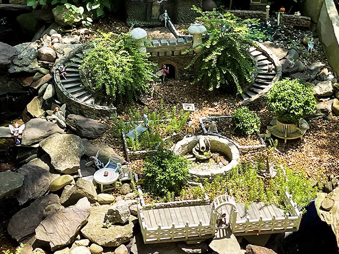 "It's a small world after all! This miniature garden scene is like 'Honey, I Shrunk the Kids' meets 'The Secret Garden.'"