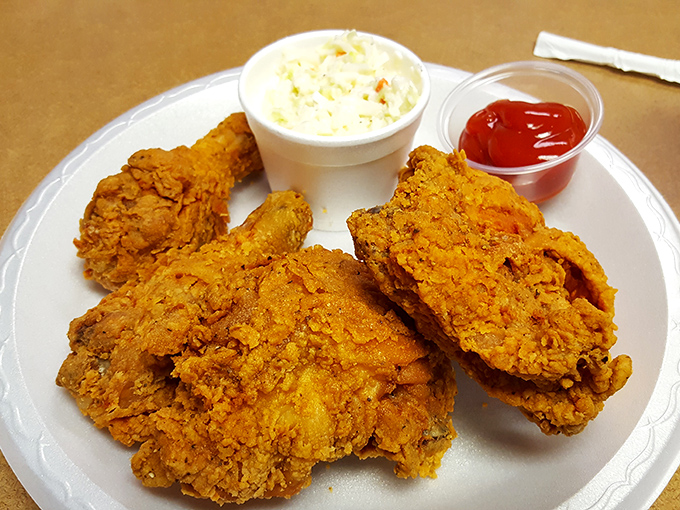 Golden-brown perfection on a plate! This fried chicken looks so good, it might just convince vegetables to go into early retirement.