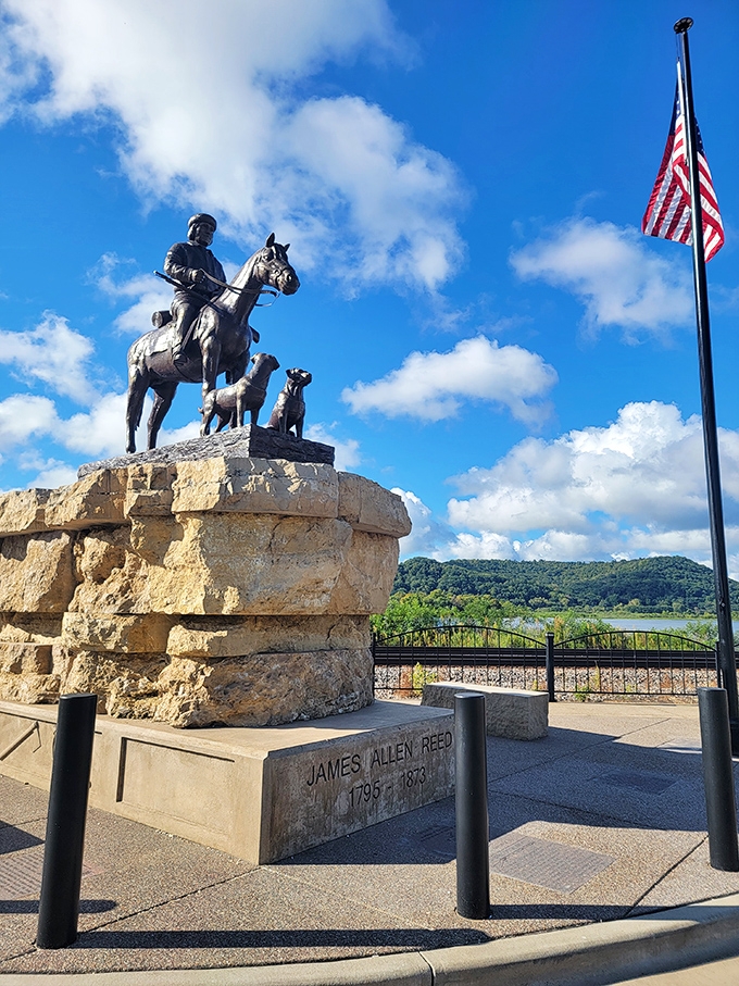 History on horseback: James Allen Reed keeps watch over Trempealeau. This statue proves that even in the Midwest, you can find a touch of the Old West &ndash; no tumbleweeds required.