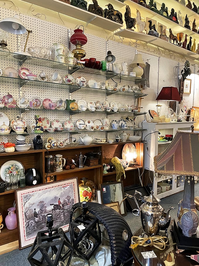 Kitchen gadgets galore! From mysterious utensils to familiar favorites, this display is a culinary time capsule that would make Julia Child swoon.