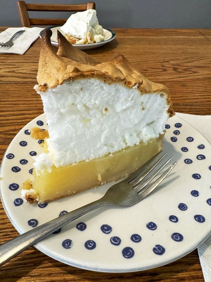 Cloud nine? Nah, this is cloud pie! A towering lemon meringue that's part dessert, part work of art, and entirely irresistible.