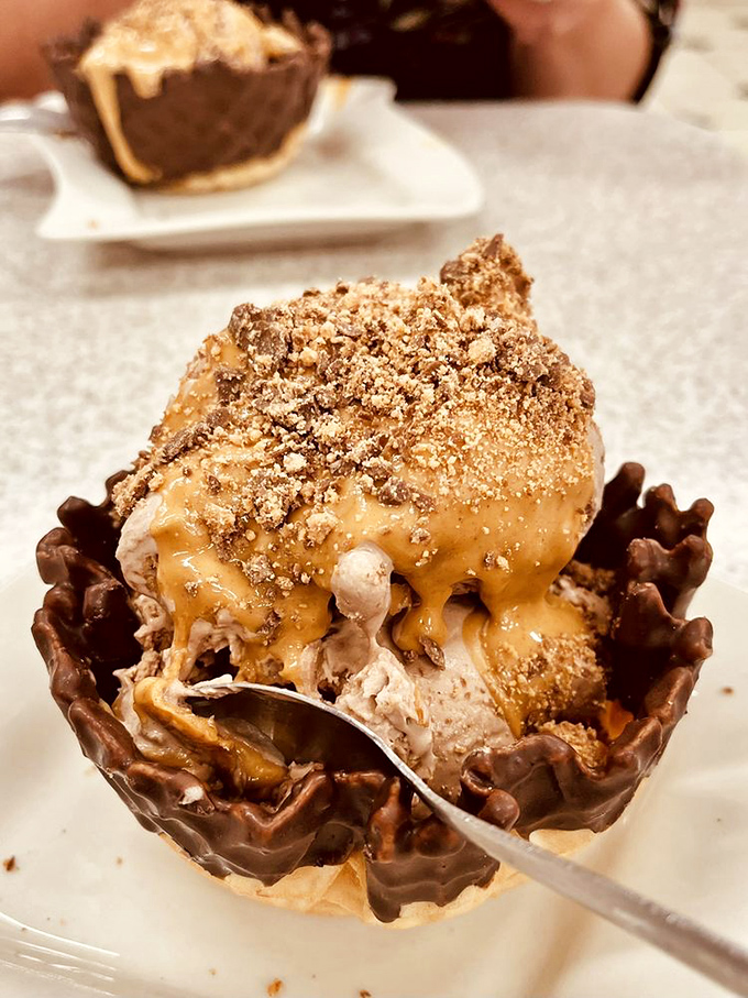 Holy peanut butter, Batman! This sundae is what dreams are made of &ndash; creamy, crunchy, and utterly indulgent. Diets, beware!