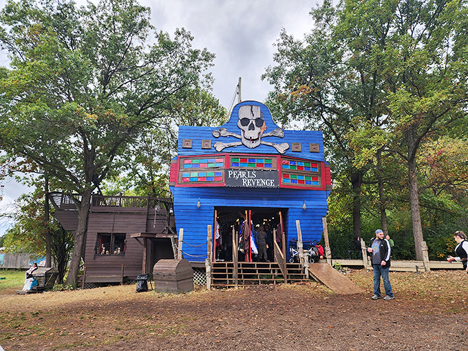 Ahoy, landlubbers! This pirate ship might not sail the seven seas, but it'll certainly float your boat with swashbuckling fun.