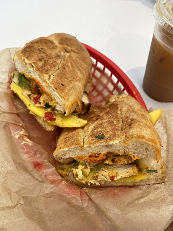 Holy moly, it's Pollo Asado! This sandwich is packed tighter than your grandma's suitcase for a weekend getaway. Flavor explosion imminent!