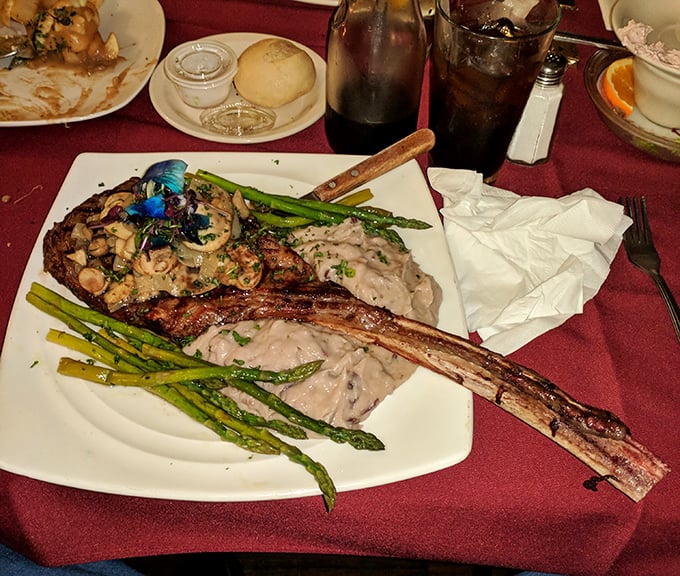 Behold, the crown jewel of carnivores! This rib eye steak is so perfectly cooked, it could make a vegetarian reconsider their life choices.