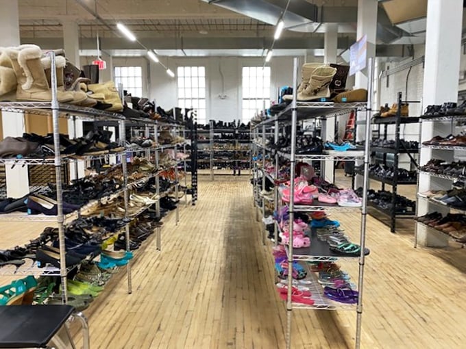 If Imelda Marcos had a garage sale, it might look something like this. A shoe lover's paradise where every step leads to a new sole mate.