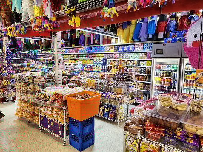 Snack attack central! This colorful cornucopia of treats could put Willy Wonka's factory to shame.