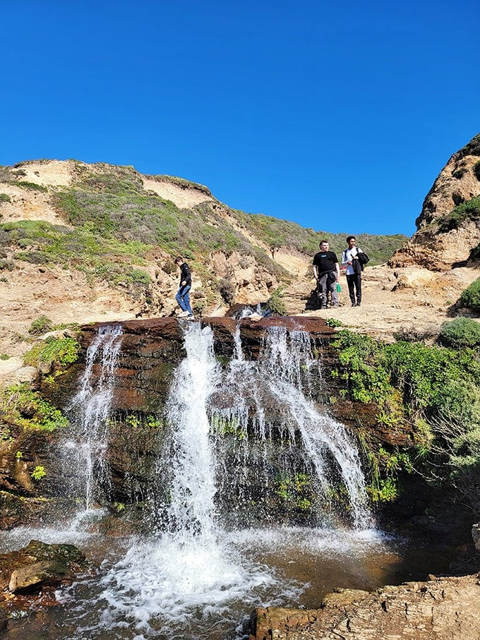 "I'm the king of the world!" Okay, maybe just king of this mini waterfall, but the view's still pretty spectacular, don't you think?