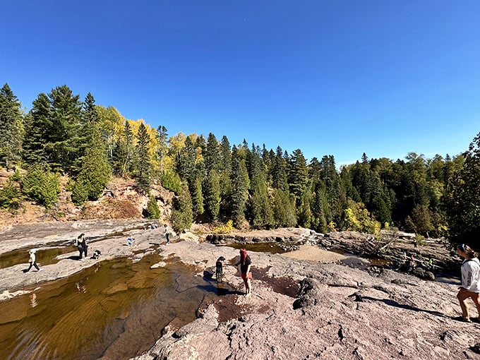 Rock-hopping paradise! Visitors play a real-life game of "The Floor is Lava" on nature's playground. No app required, just bring your sense of adventure.