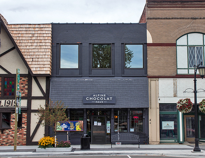 Alpine Chocolat Haus: Gray outside, Technicolor inside! This unassuming shop hides a Narnia of nutty, nougaty treasures.