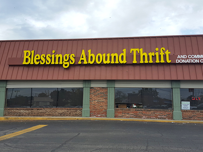 Blessings Abound: Where heavenly deals meet earthly treasures. This yellow-signed wonder is a thrifter's dream come true.