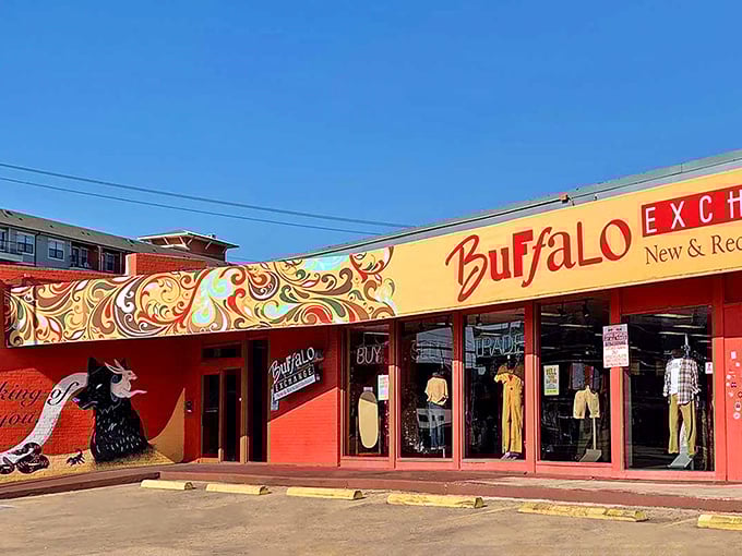Buffalo Exchange: Where Austin's eclectic style comes to play! This storefront is more colorful than a tie-dye convention.