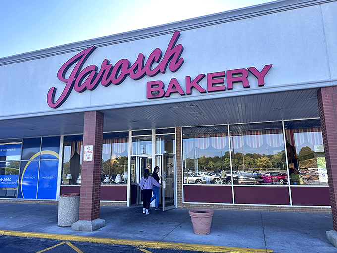 Jarosch Bakery: Where retro meets delicious. This sign promises a time-traveling taste adventure!