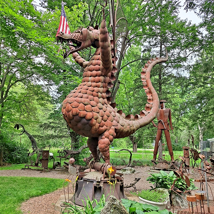 Jurustic Park: Where metal goes to get a second life as fantastical creatures. No T-Rex, but plenty of imagination!