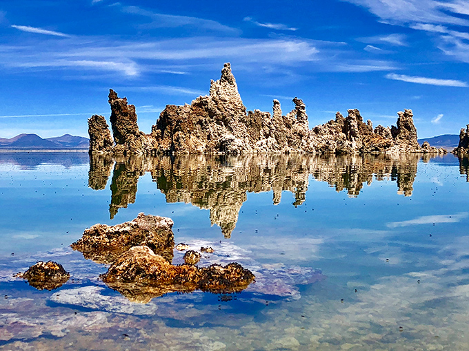 Mono Lake's tufa towers: nature's attempt at building sandcastles that would make any beach-goer envious.