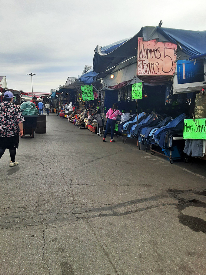 Under the big blue sky, bargains await! This outdoor swap meet is where Lady Luck meets Lady Haggle.