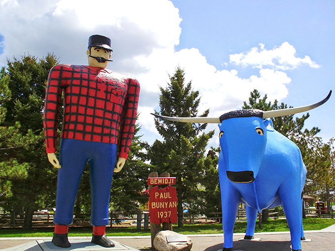 Paul Bunyan and Babe the Blue Ox: Bemidji's dynamic duo. They're like Batman and Robin, but with more flannel.