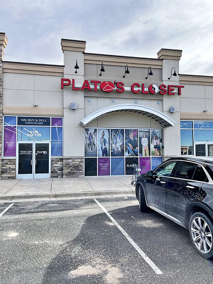 Plato's Closet: Where yesterday's impulse buys become today's smart shopper scores. This storefront is as inviting as a sample sale, minus the chaos.
