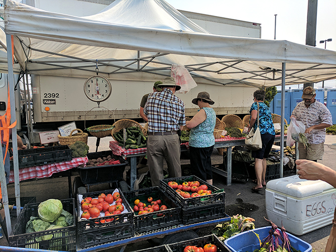 Farm-fresh feast for the eyes! Portneuf Valley Farmers Market's produce aisle puts supermarkets to shame.
