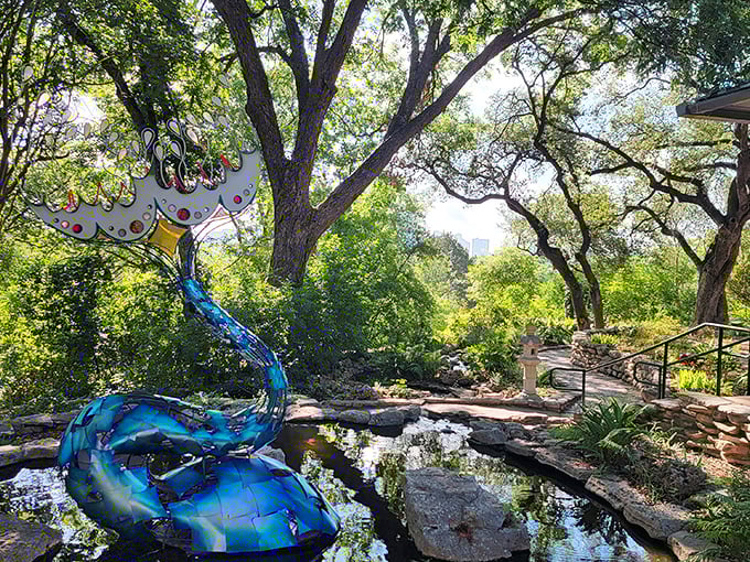 Whimsical sculptures dance with nature in perfect harmony. It's as if Dr. Seuss decided to try his hand at landscape design.