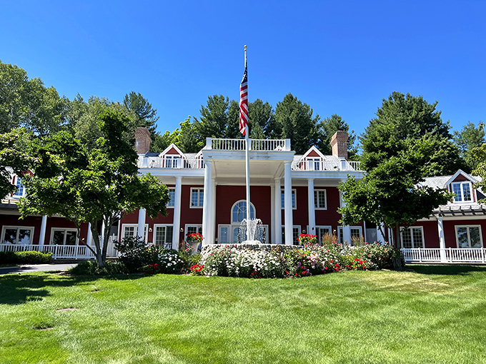 Flowers, fountains, and fine wine at Black Star Farms. It's like stepping into a Hallmark movie, but with better drinks!