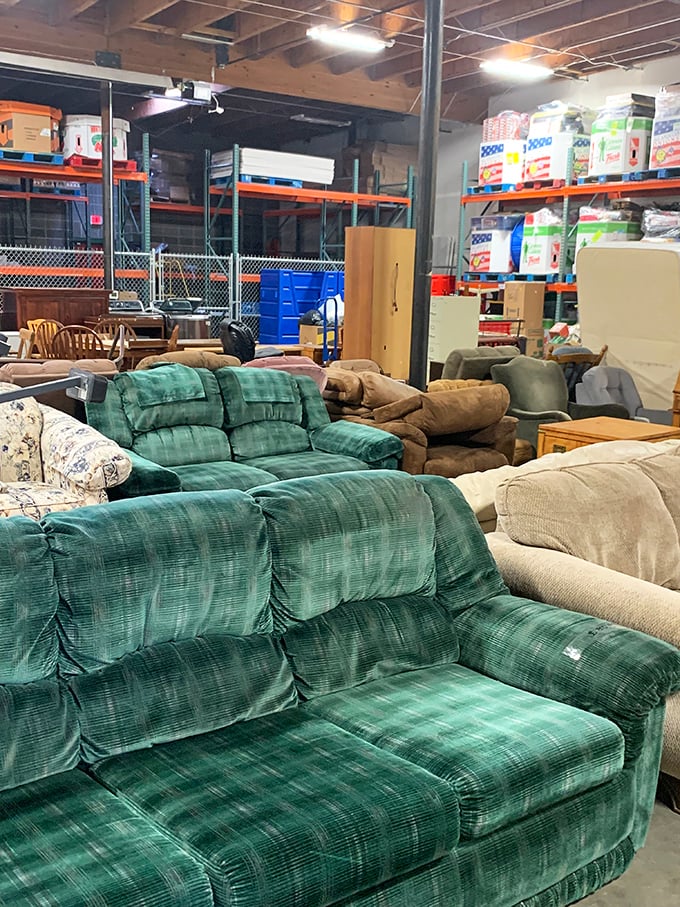 Couch potato paradise! Sink into a sea of secondhand sofas and imagine the stories each cushion could tell.