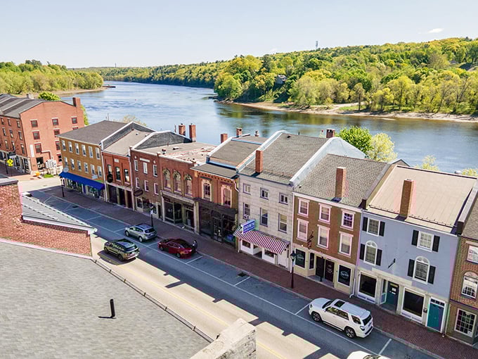 Hallowell by the river: Where history flows as smoothly as the Kennebec. Antique shops and modern cafes create a timeless charm.