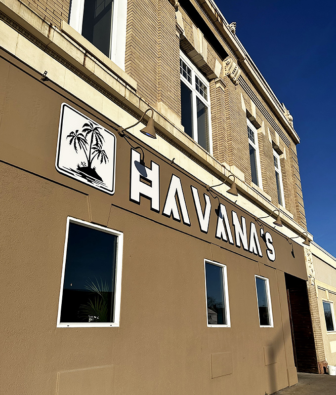 Havanas: Where palm trees meet pine trees! This sunny facade brings a touch of tropical warmth to Wisconsin's north.