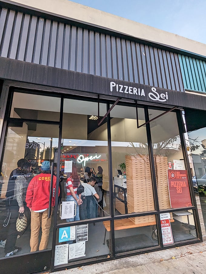 PizzeriaSei: Where pizza becomes zen. The clean lines outside match the pure, unadulterated flavors inside.