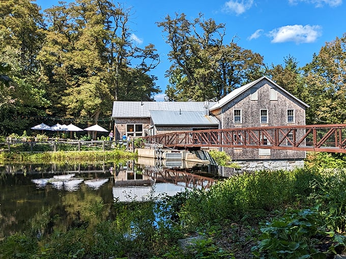 Dining al fresco at The Lost Kitchen. It's like a gourmet picnic, minus the ants and with much better china.