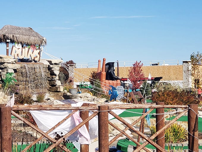 Tiki gods and mysterious ruins await. Will your golf ball escape the temple of doom or be forever lost in the rough?