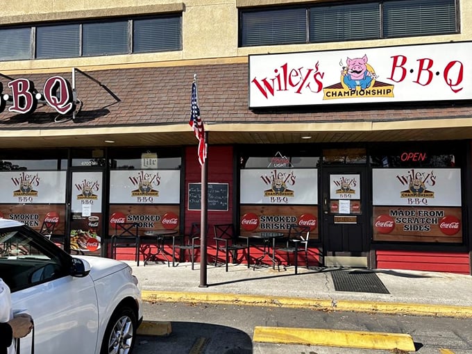 Red exterior, golden trophies inside. Wiley's isn't just talking the talk &ndash; they're walking the 'cue-covered walk!