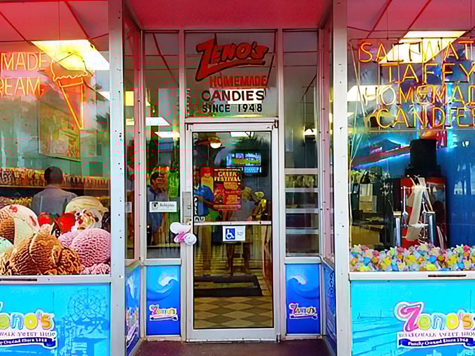 Step into a world where calories don't count and neon signs are always in fashion. It's saltwater taffy heaven!