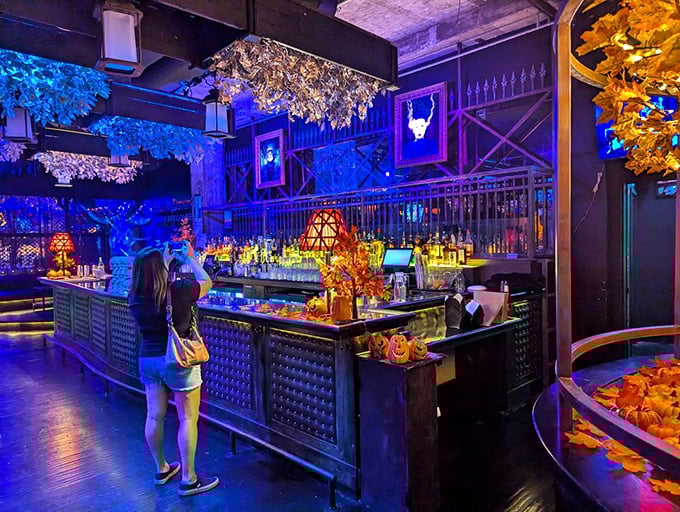 Potions and elixirs and spirits, oh my! This bar area is where liquid courage meets liquid creativity, with a dash of Burton-esque charm.