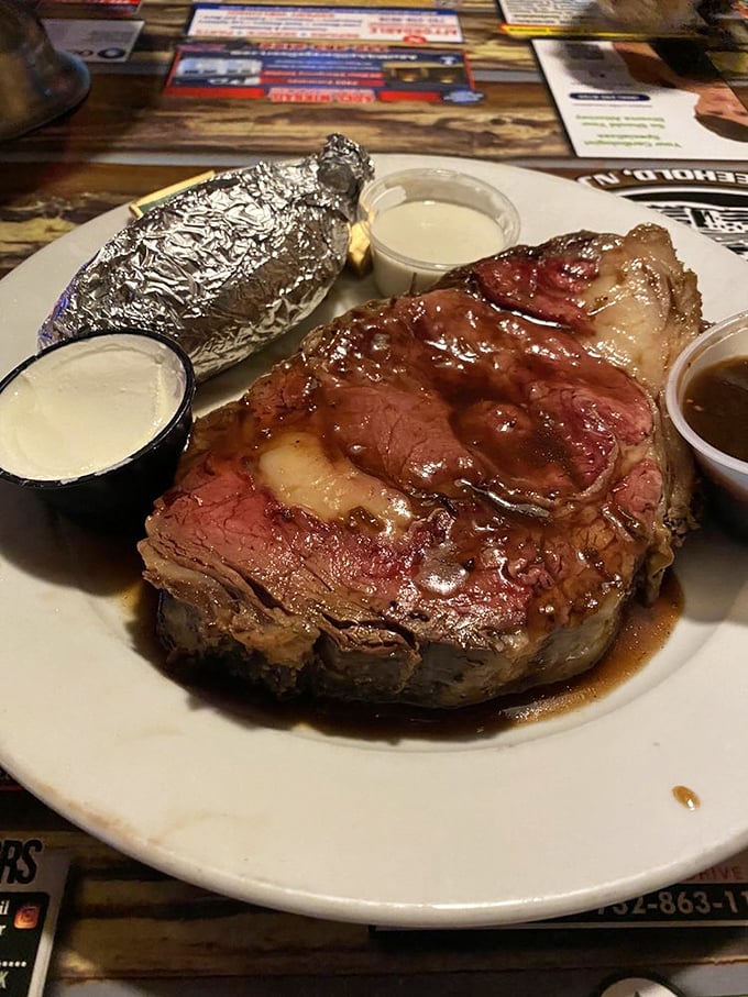 They say a picture is worth a thousand words, but this prime rib is worth a thousand sighs of contentment. Paired with a baked potato, it's comfort food royalty.