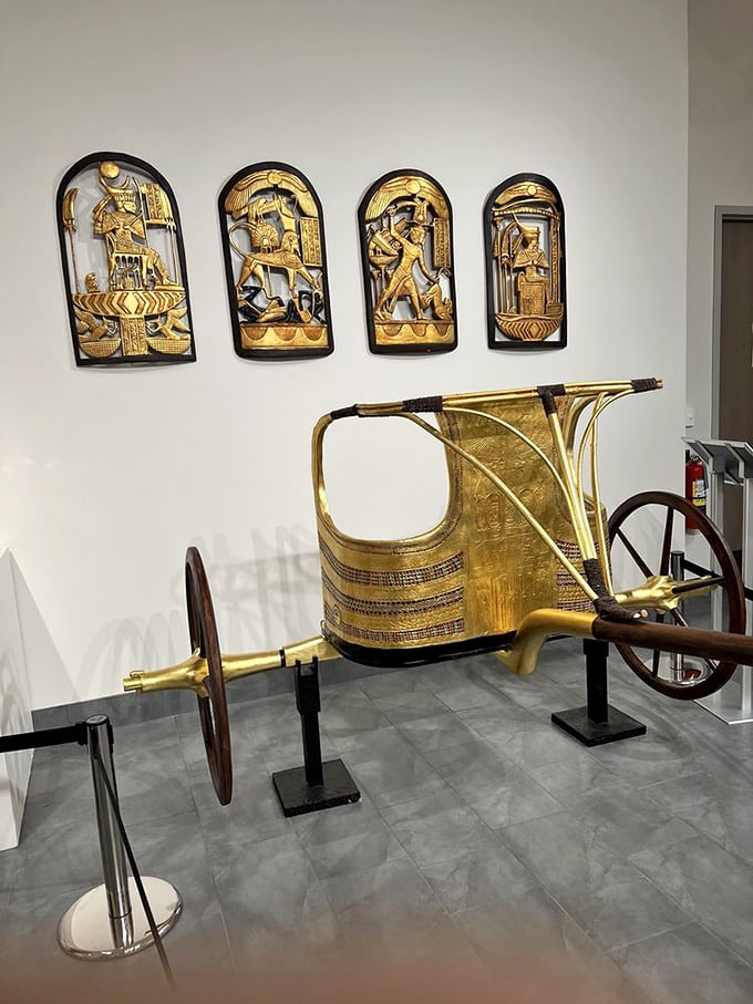 Chariot of the gods or ancient Egyptian Uber? Either way, this golden ride would definitely get you noticed on the streets of Cairo.