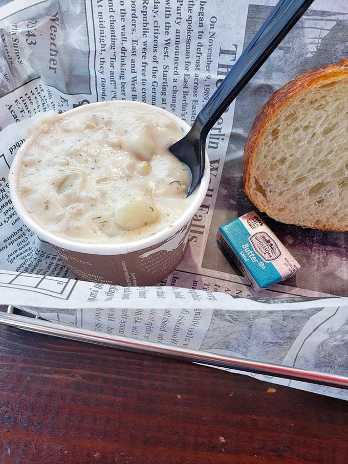 Creamy dreamy goodness! This clam chowder is so packed with flavor, you'll be tempted to dive in headfirst. Spoon optional, but highly recommended.