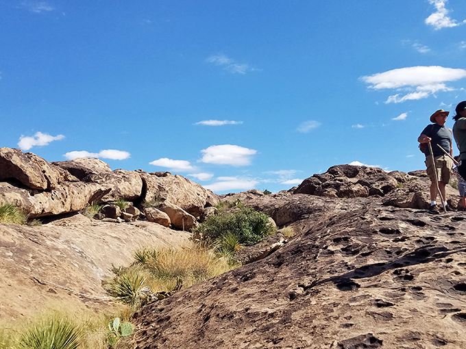Indiana Jones, eat your heart out! These intrepid explorers are on a quest for hidden treasures among the ancient rocks.