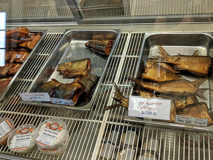 The catch of the day, every day! These whitefish look so fresh, you'd think they jumped straight from the lake into the smoker.