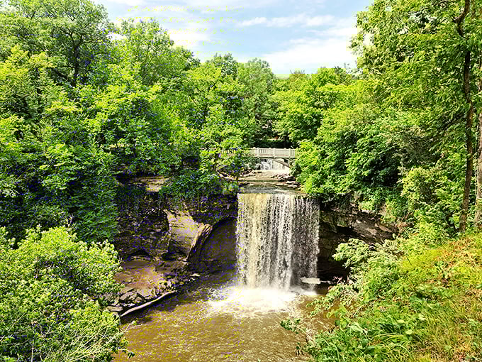 Double the falls, double the fun! Minneopa's twin cascades put on a show that would make Niagara blush.