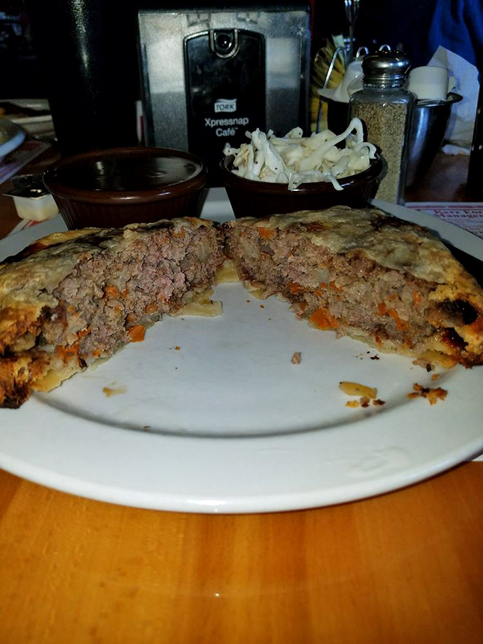 This pasty's so good, even the coleslaw's trying to sneak a bite! A perfect pairing that'll have you saying "Ope, let me squeeze by ya" for seconds.