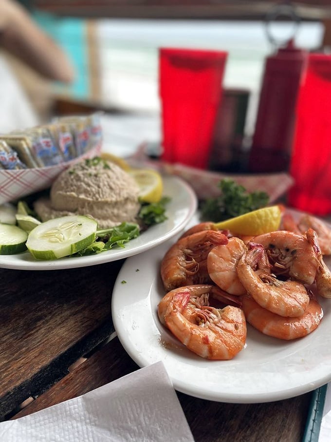 These shrimp look so fresh, they might just leap off the plate and swim back to the Gulf!